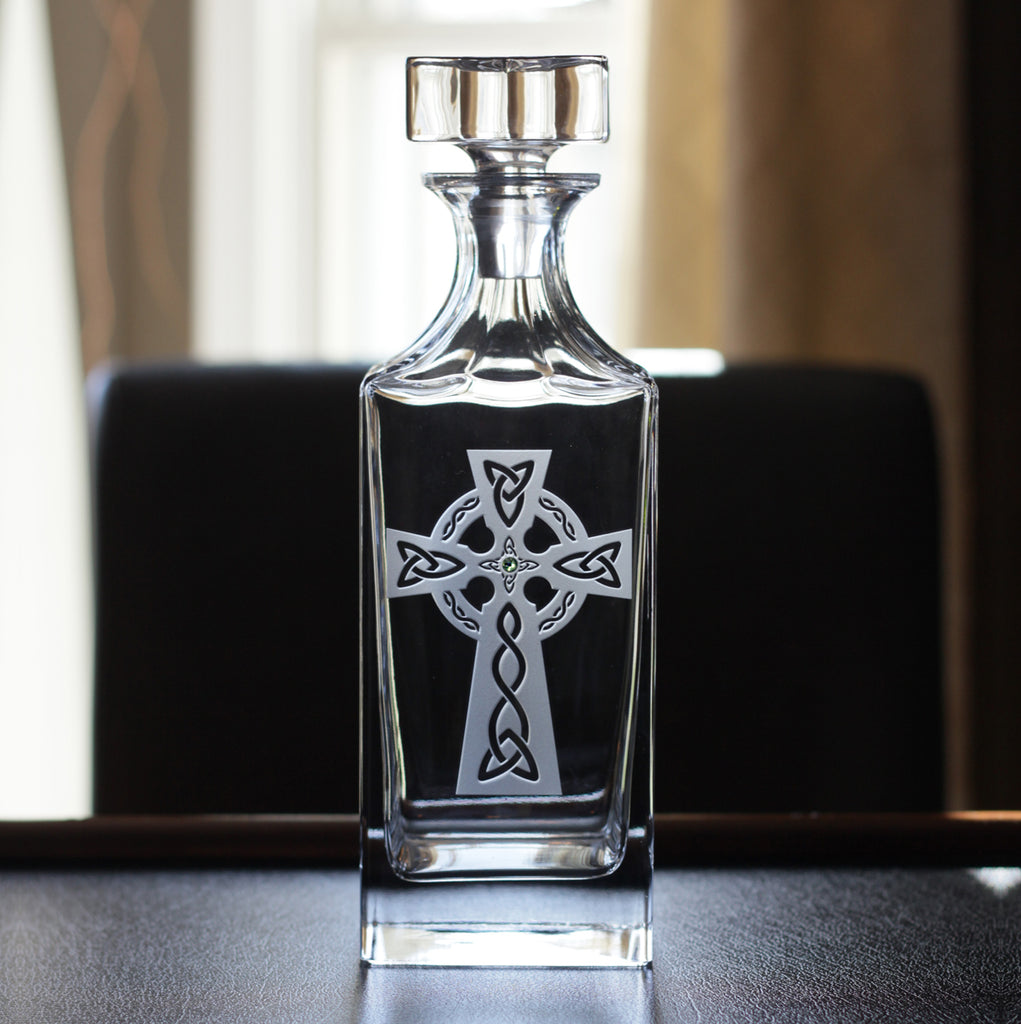 Celtic Cross Square Decanter – Healy Glass Artistry