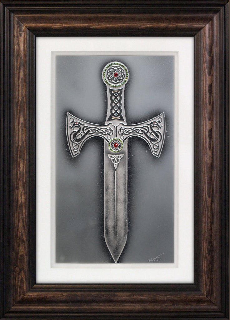Framed Celtic Dagger – Healy Glass Artistry