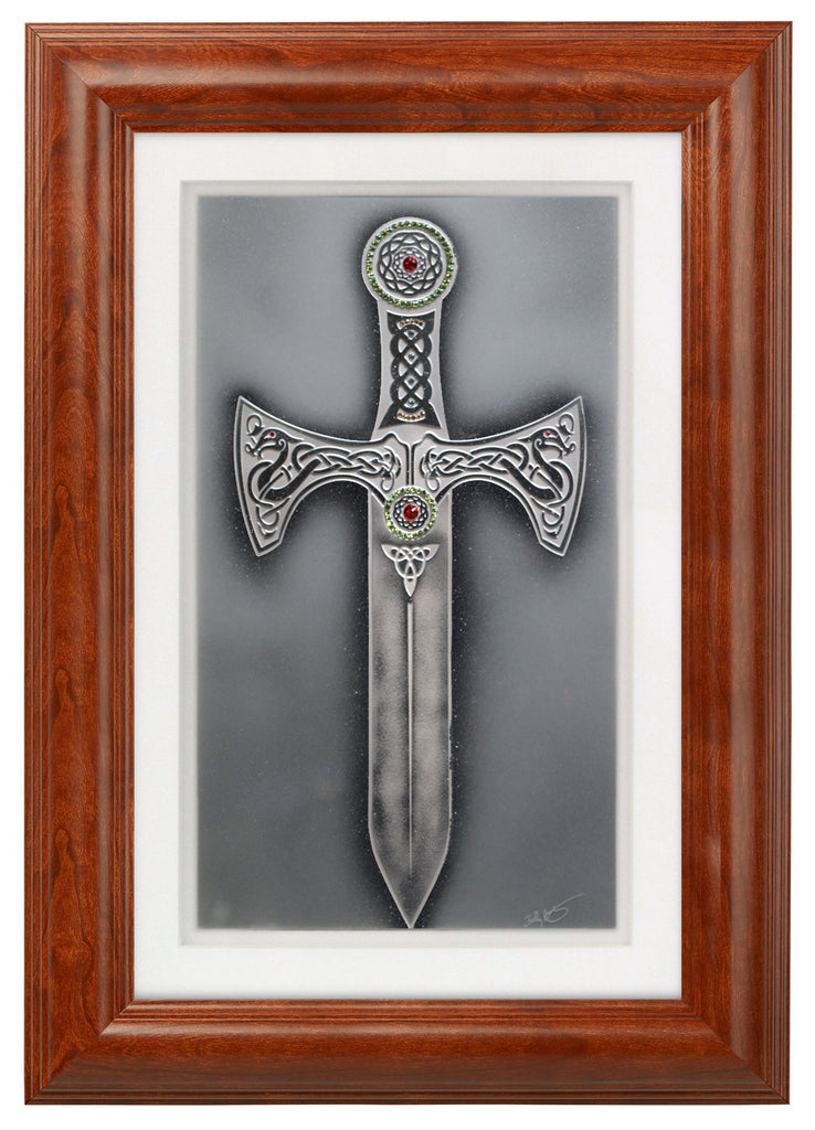 Framed Celtic Dagger – Healy Glass Artistry
