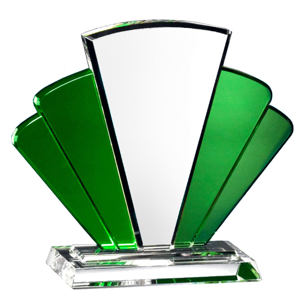 Customizable Emerald Accent Fan Award – Healy Glass Artistry
