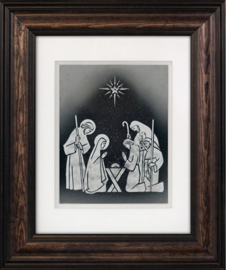 The Nativity — Framed Hand-Carved Fine Art Glass – Healy Glass Artistry