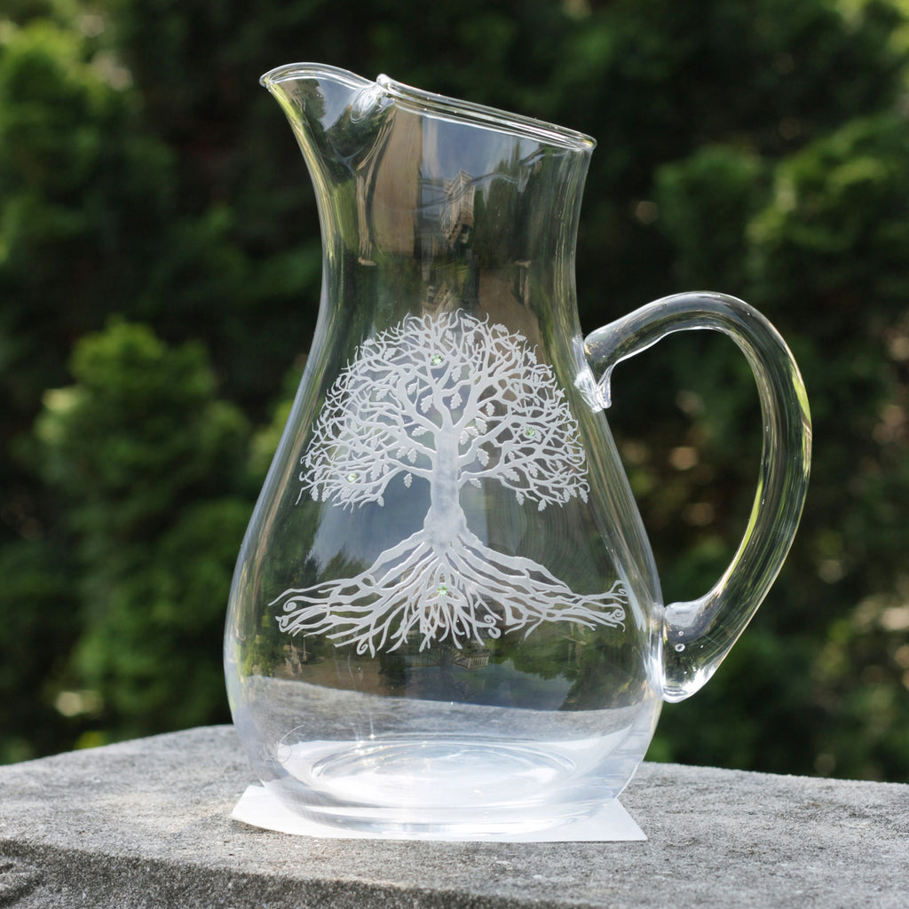 Tree of Life Crystal Pitcher – Healy Glass Artistry